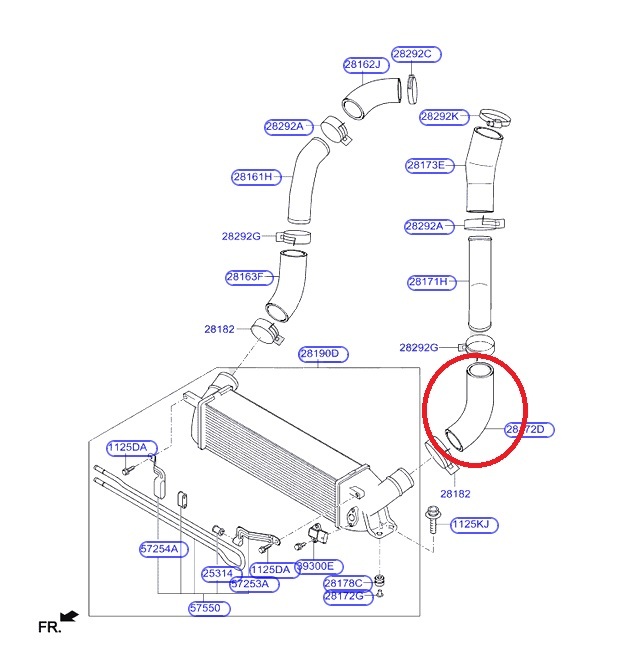 Genuine Intercooler Hose (Outlet A) suit Hyundai iLoad 2.5ltr D4CB 2008 ...